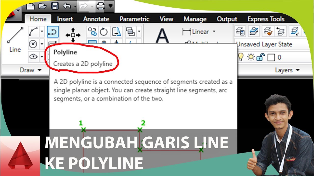 Autocad - Cara Mengubah Garis Line menjadi Polyline atau sebaliknya