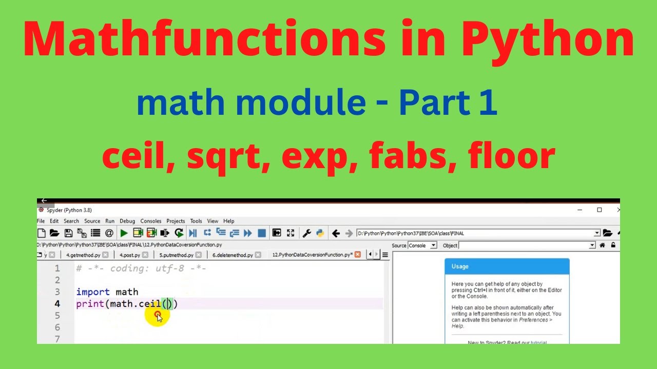 Math module Functions in Python Part-I || Import math Functions in Python