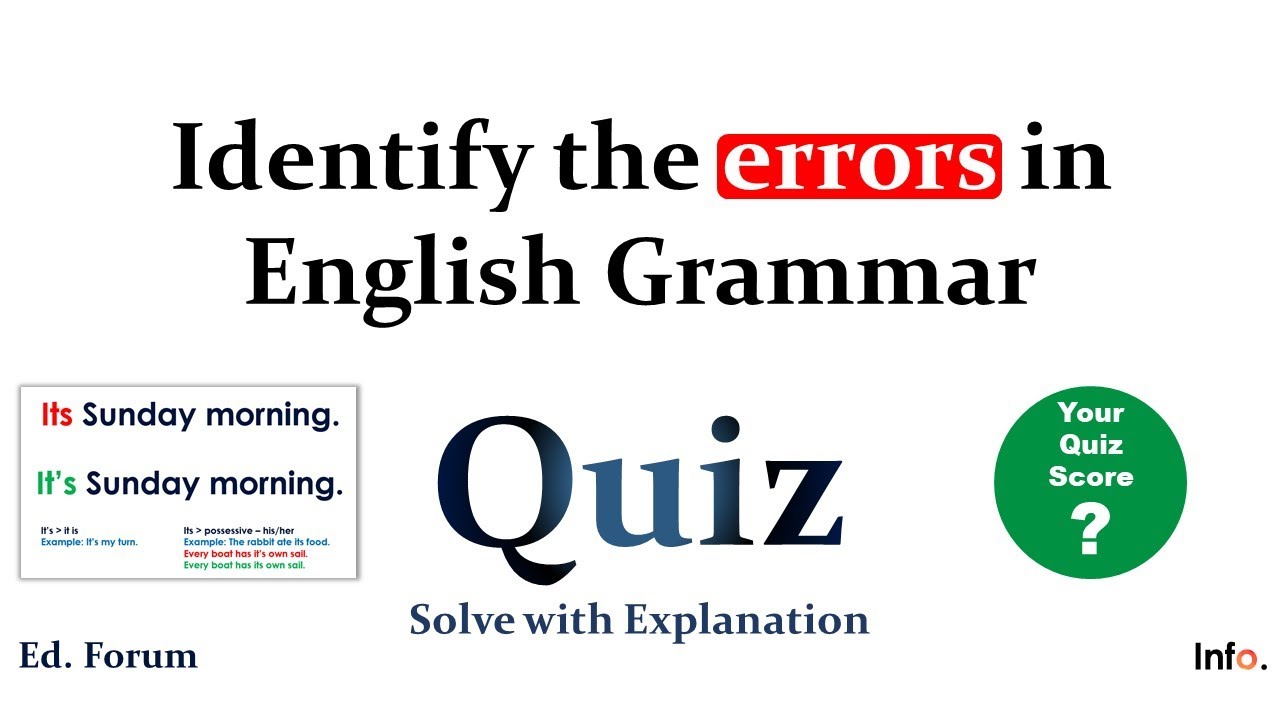 Grammar Practice | Identify Errors in English Sentences | QUIZ Correction with Explanation