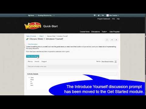 Quick Start Overview for Reading Wonders