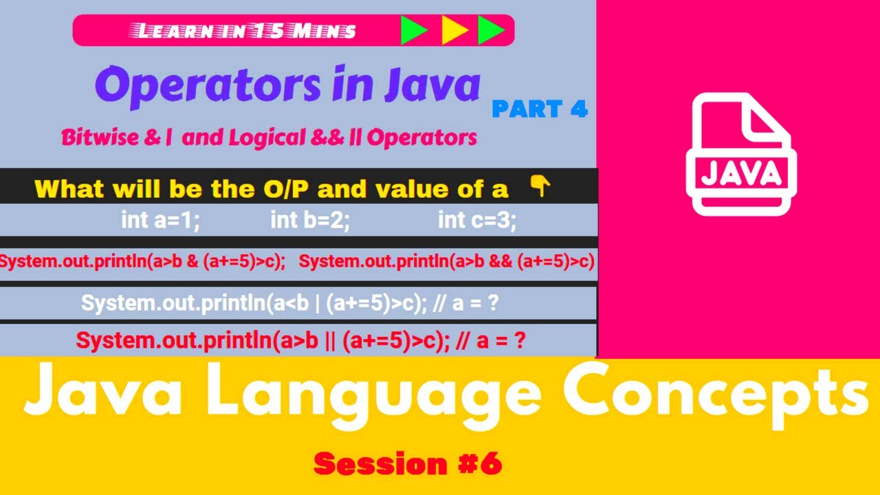 Operators in Java: Part 4| Bitwise ( | & ) , Logical ( || && ) operators | IMP Interview Q & A #Java