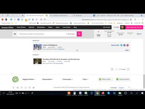 How much money I made and what pictures were sold on the site Dreamstime