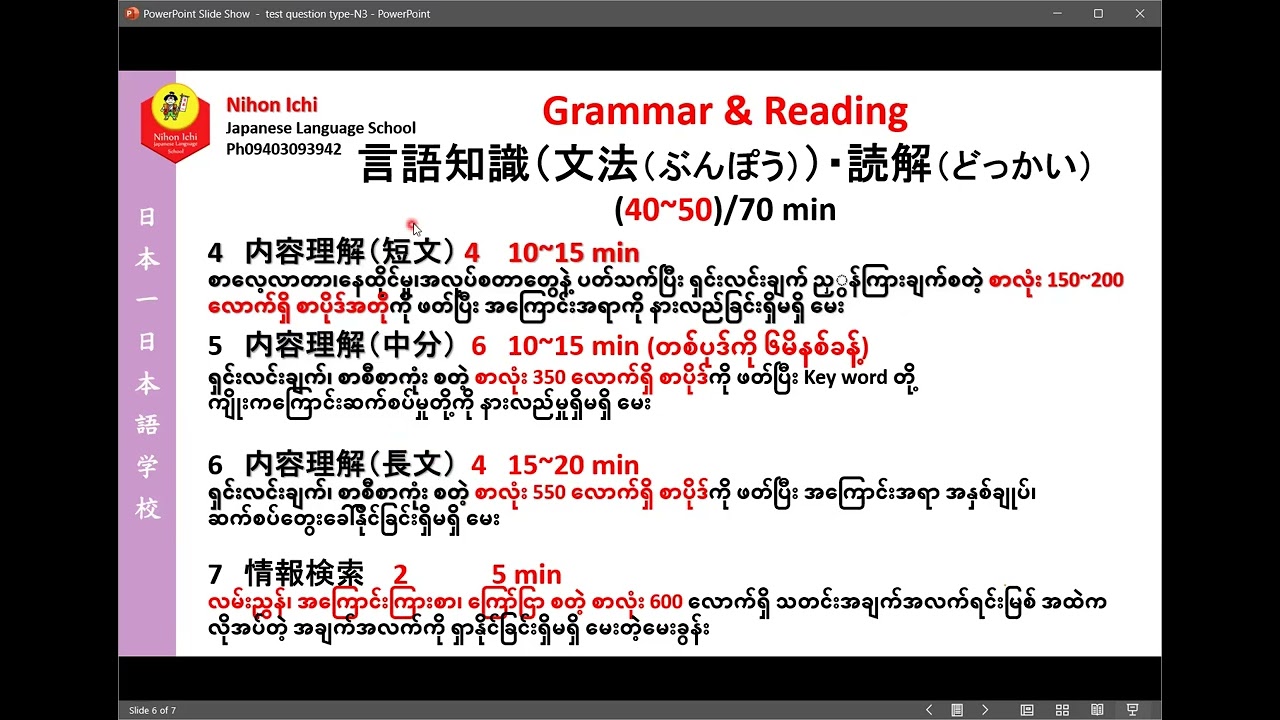 JLPT N3 Level question type