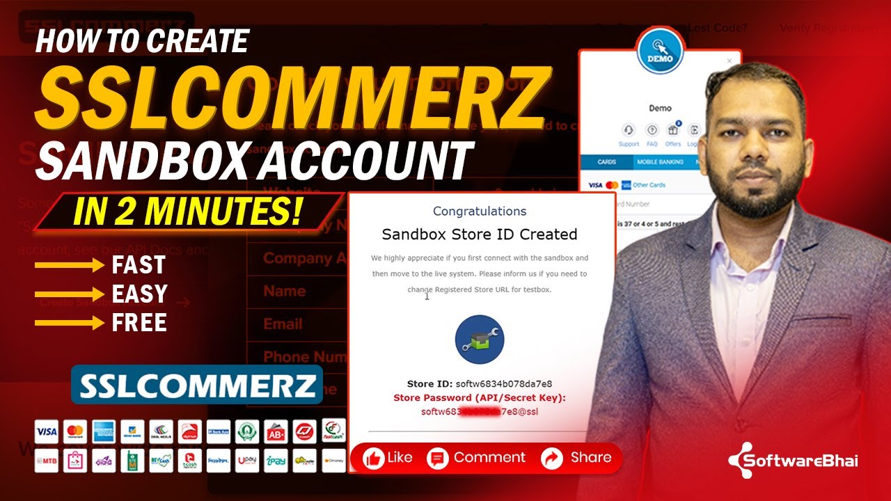 Create SSLCommerz Sandbox Account in 2 Minutes (Free for Web Developers & Software Engineers) | Easy