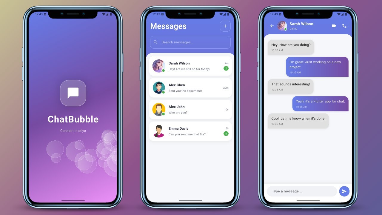 Modern Animated Chat App UI Design in Flutter | Messaging App UI Tutorial