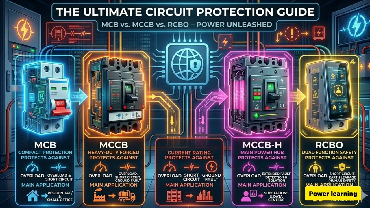 All types of Eletrical circuite breakers explain simple and easy | power learning channel #mccb 