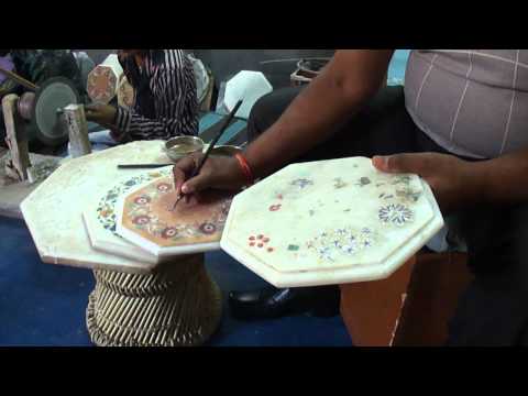 Preserved Ancient Stone art of Precious Stones and Marble of the Taj Mahal