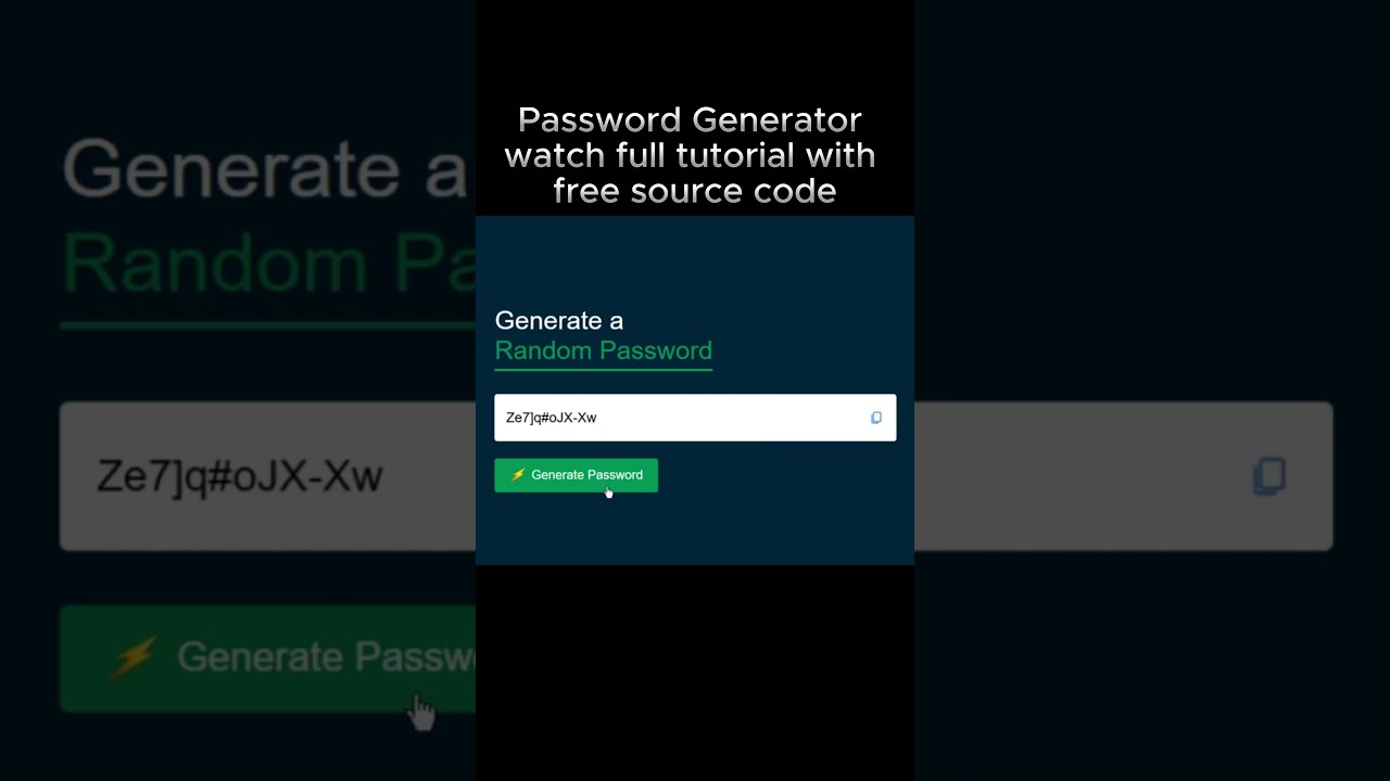 🔐 Random Password Generator with HTML, CSS & JavaScript! 🚀#short #passwordgenerator #htmlcssjs