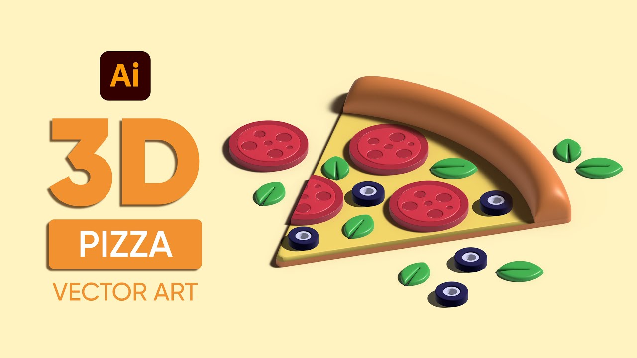 How To Make 3D Pizza Vector Art In Adobe Illustrator | Adobe Illustrator Tutorial
