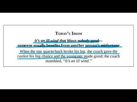 it is an ill wind that blows nobody good idiom meaning in Hindi Barron's 1100 words idioms imp vocab