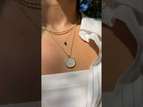 Loving the mother of Pearl details on the Sunset Etched Necklace✨ #necklace #jewelry