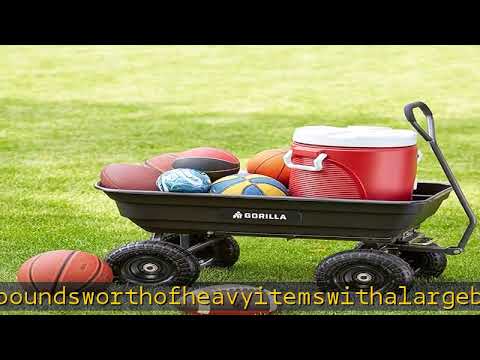 Gorilla Carts Heavy Duty Poly Utility Dump Wagon Garden Cart w/Pneumatic Tires, 4 Cu Ft - 600 lb Ca
