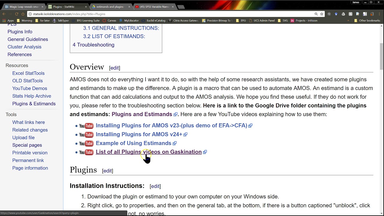 Plugins and Estimands on StatWiki