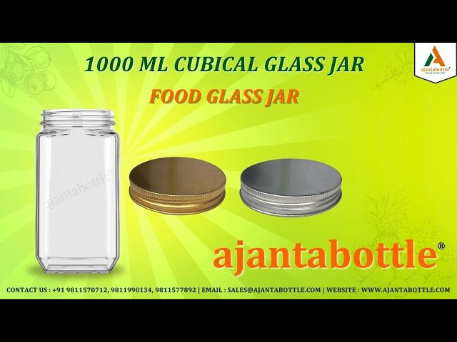 Glass Bottles - 1000 ml Cubical Glass Jar 83 mm RO Neck Trader ...