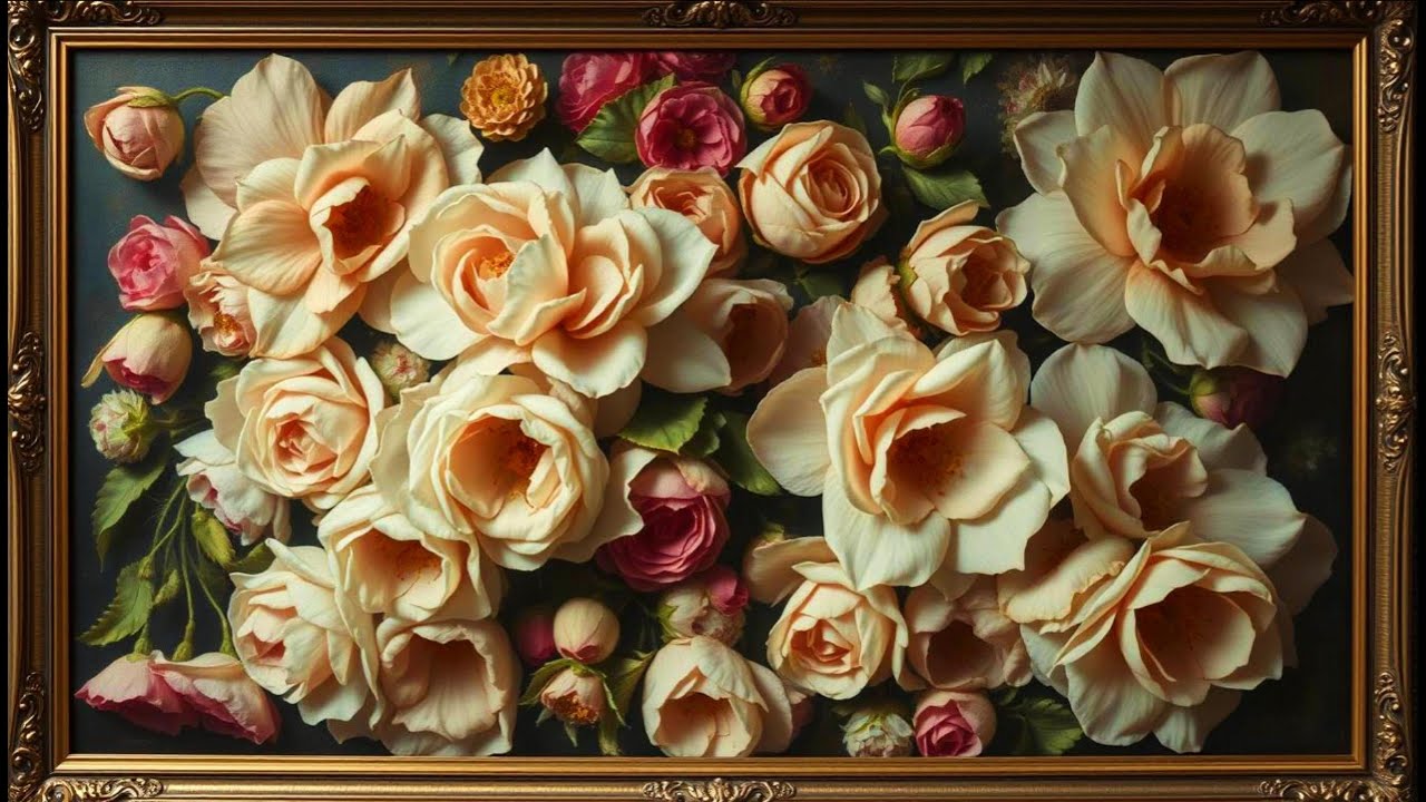 Vintage Abundant Bliss Mood Wallpaper Background | Ultra HD 4K | Framed Original Digital Art