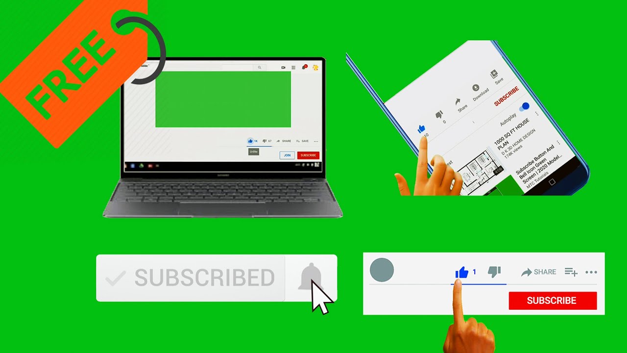 Copyright free green screen subscribe button, bell icon animation #strongmedia