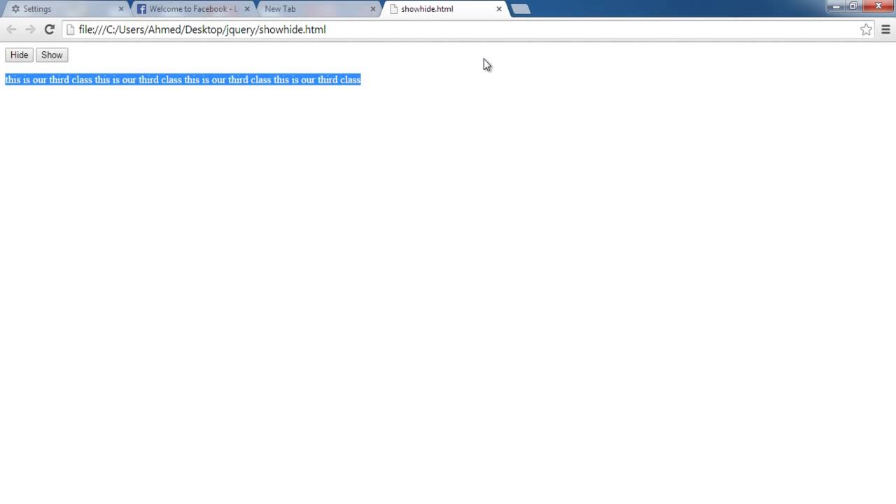 hide and show elements using jquery