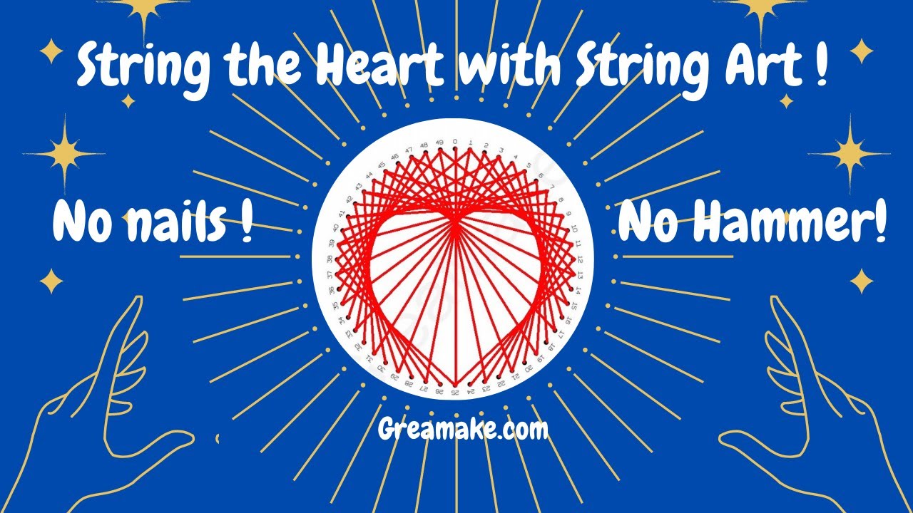 DIY HEART String Art without Nails and Hammer ! Math STEM Activity Stringing Tutorial  greamake.com