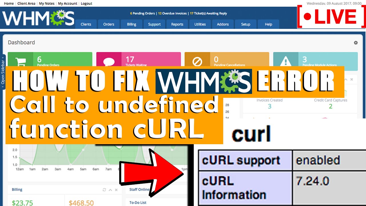 [🔴LIVE] How to fix WHMCS Error - Call to undefined function cURL_init()?
