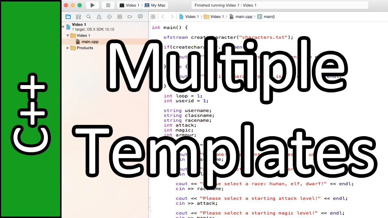 Multiple Data-Type Function Templates - C++ Programming Tutorial #47 (PC / Mac 2015)