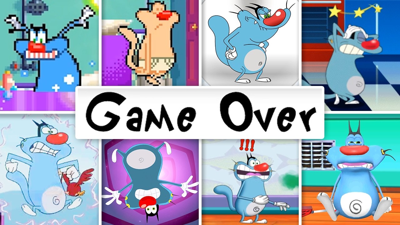 Evolution of Oggy and the Cockroaches Games Death Animations & Game Over Screens
