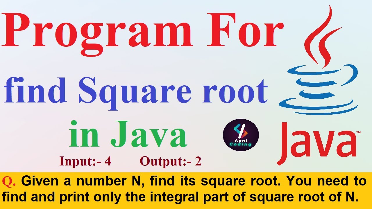 Q32-Square root in java program | Program to square root in java program~Square root program in java