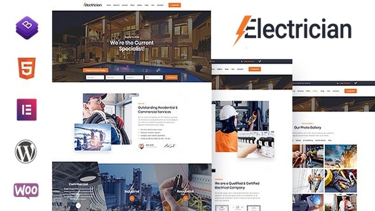 Electrician - Electricity Services WordPress Theme Free Download