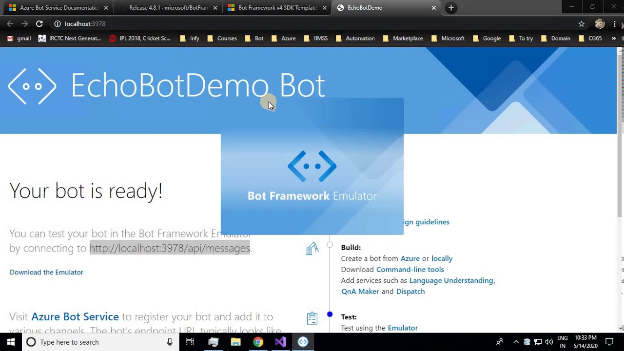 Create Echo Bot using Bot Builder SDK in Local Environment | Microsoft Bot Framework
