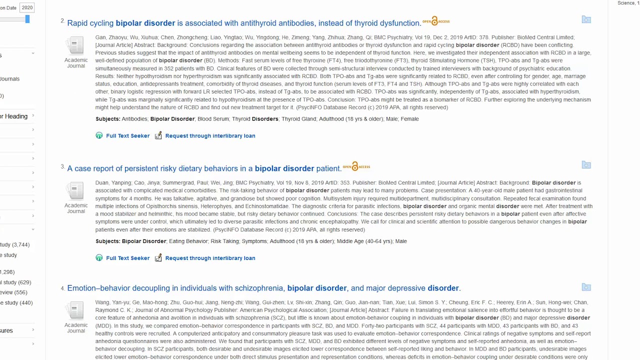 Find Psychology articles in library database (SP20)