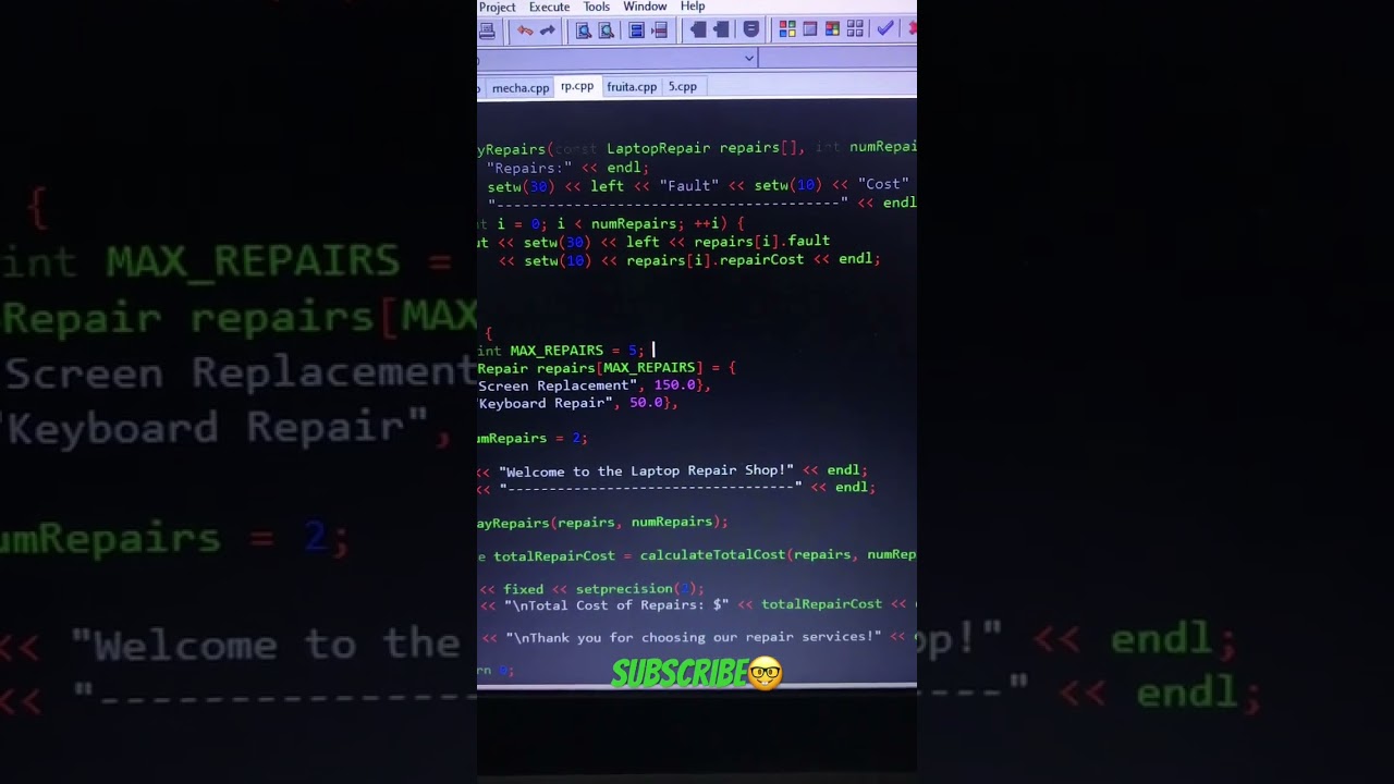 repair shop in c++ IDE dev c++#cppprogramming #codingtime #codinglife
