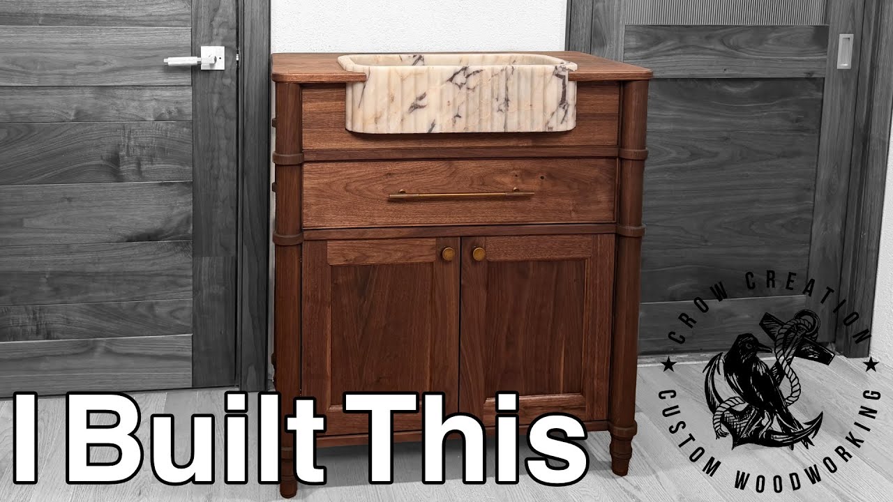 My Best Woodworking Project Yet: Walnut Vanity with a Marble Sink
