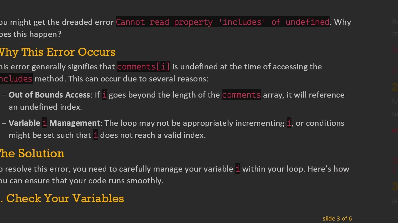 Understanding the Type Error: Cannot read property 'includes' of undefined in JavaScript