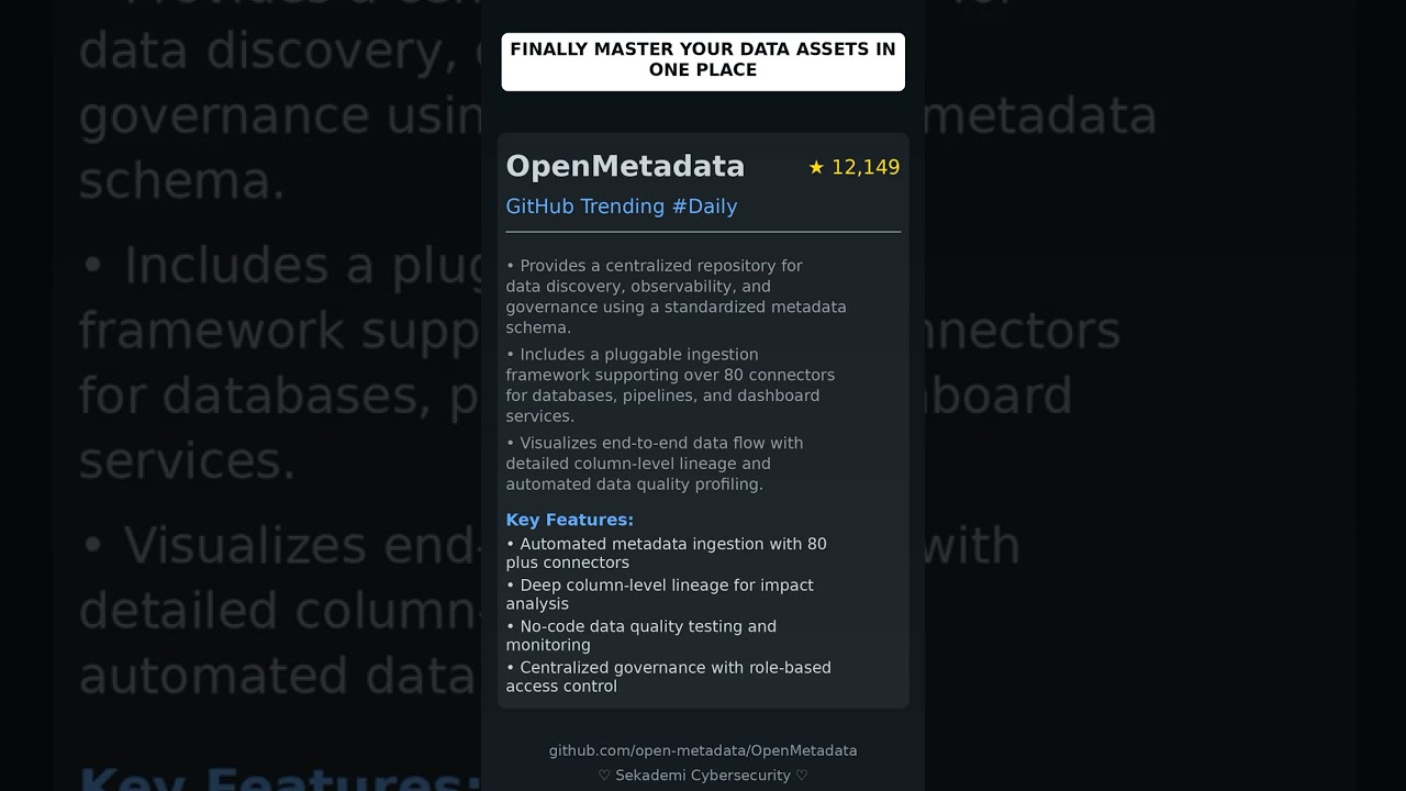 GitHub Trending Repositories: open-metadata/OpenMetadata 🇬🇧