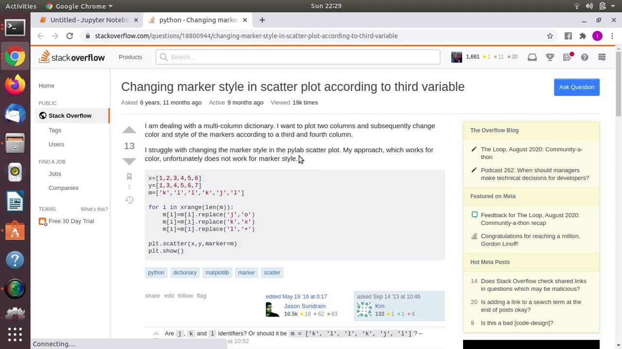 StackOverflow Question 1: Changing marker style in scatter plot according to third variable
