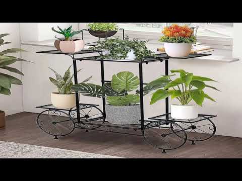 Large Metal Plant Stand Indoor 6 Tier Garden Cart Plant Holder Wrought Iron Plants Display Shel