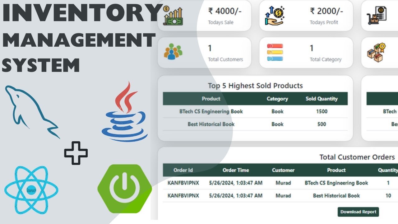 Inventory Management System Project using Spring Boot and React JS | Full Stack Java Application