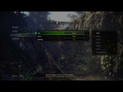 Monster Hunter: World - Options: (Display, Audio, Language & Default) Gameplay Details (2018)