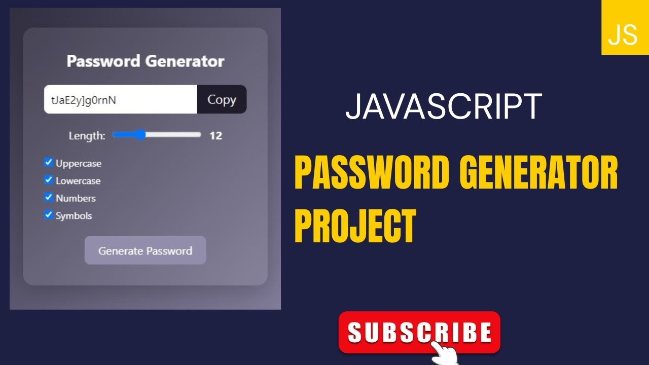 💻 JavaScript Project 17 – Password Generator with Copy Feature!