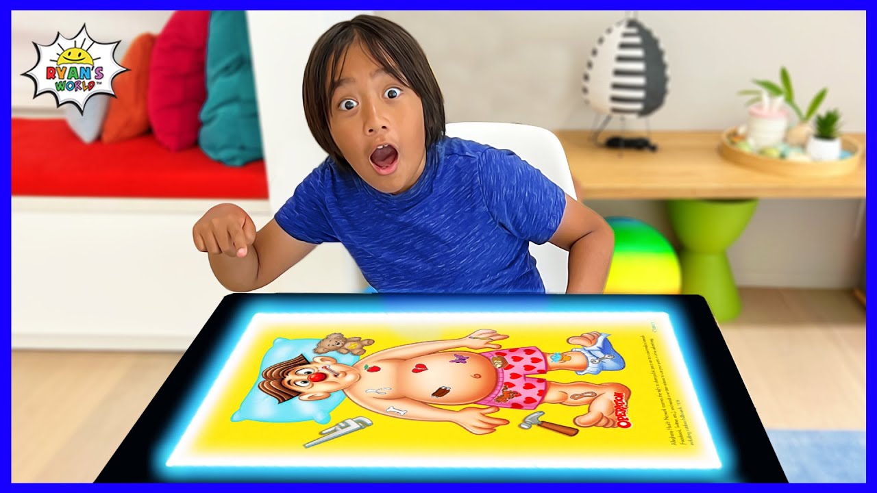 Ryan plays Games on Gaming Table like Operation and Hungry Hungry Hippos!