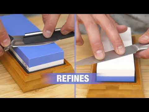 Knife Sharpening Stone Kit - 2 Side Whetstone Set 1000/6000 Grit Sharpening and Honing Water Reviews