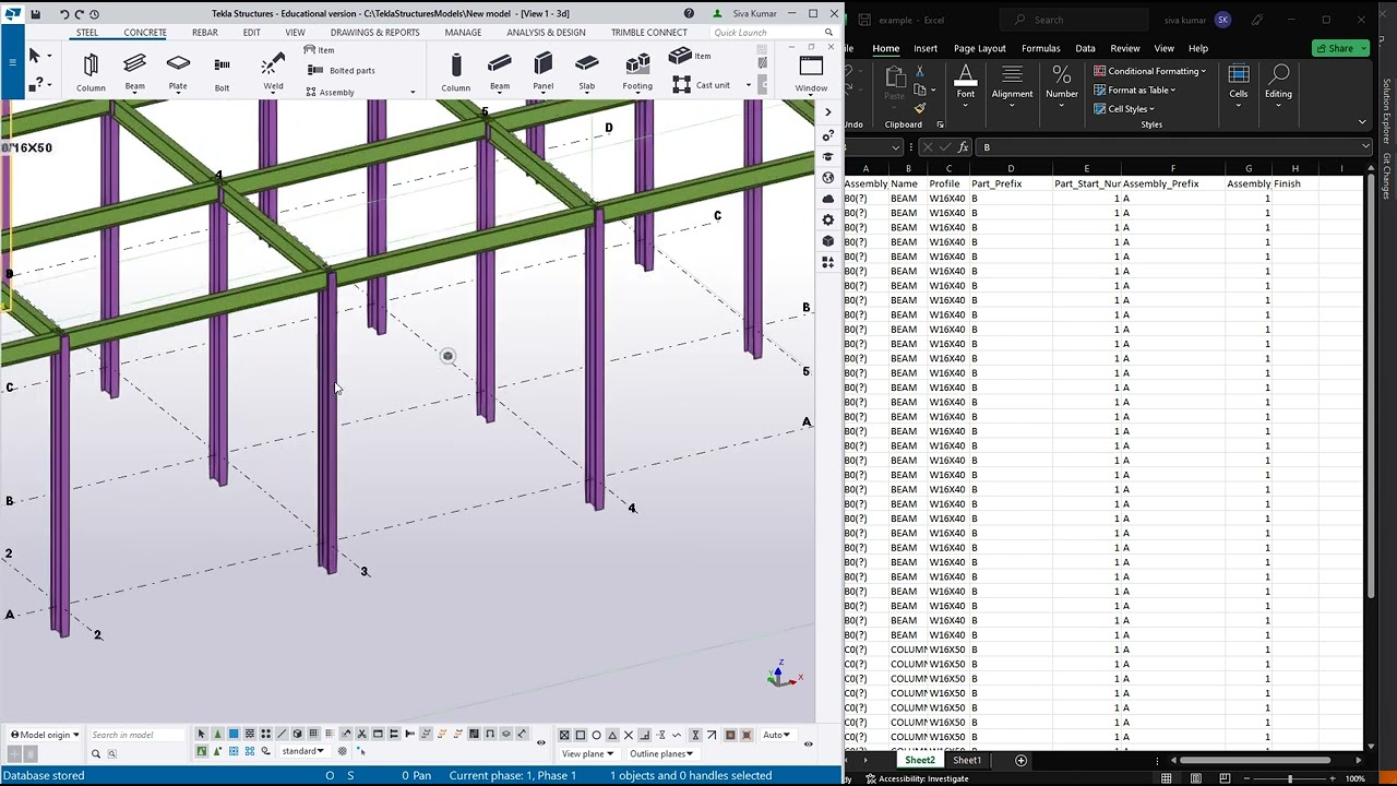 Tekla Excel Live Link  Changing Data from excel