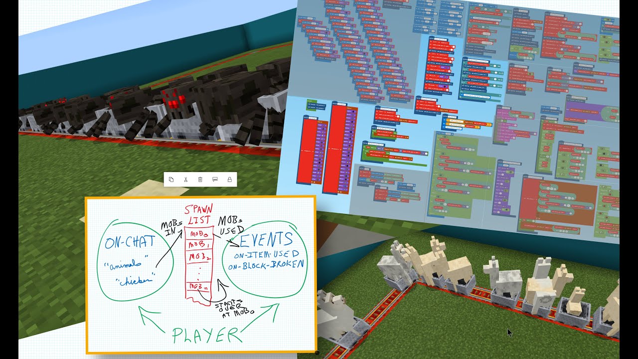 Code Part 4 -- Spawn List for Riding the Rail in MakeCode for Minecraft