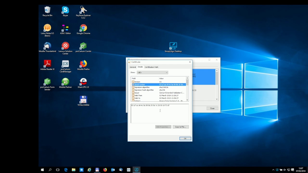 File signing by Code Signing on SimplySign