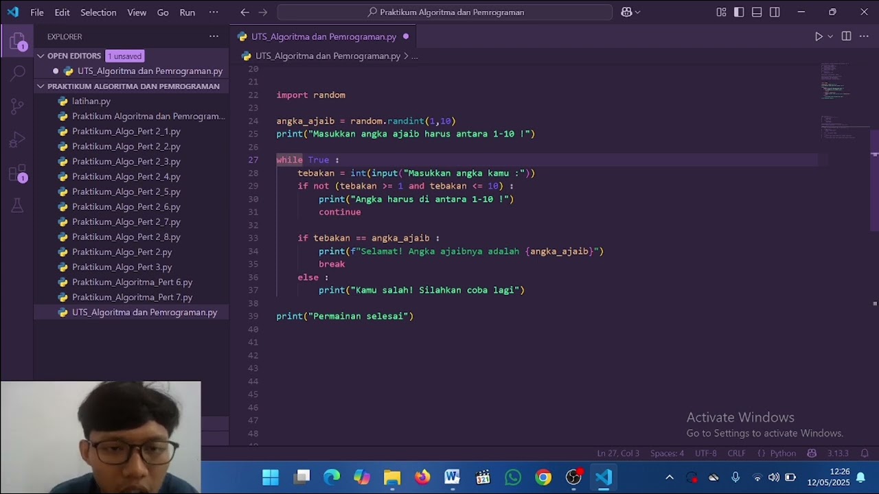 Program sederhana pada Python untuk Permainan Tebak Angka Ajaib