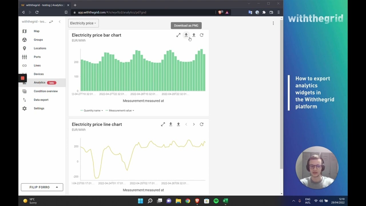 How to export analytics widgets