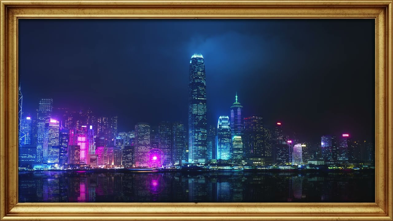 Night View Victoria Harbor Hong Kong 4K | TV Frame Wallpaper