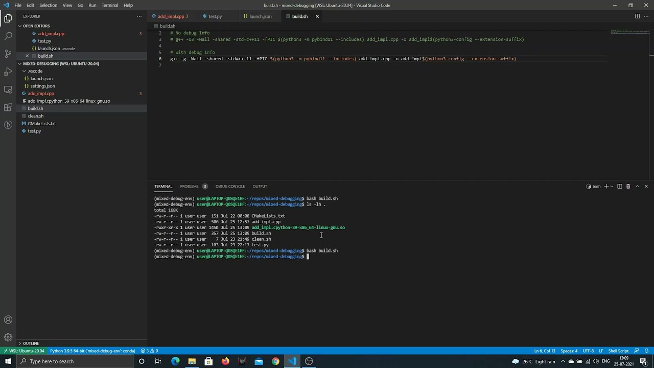 Mixed Language Debugging (Python and C++)
