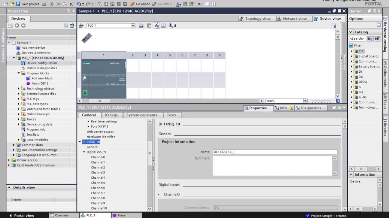 S7-1200 PLC configuration in TIA portal software