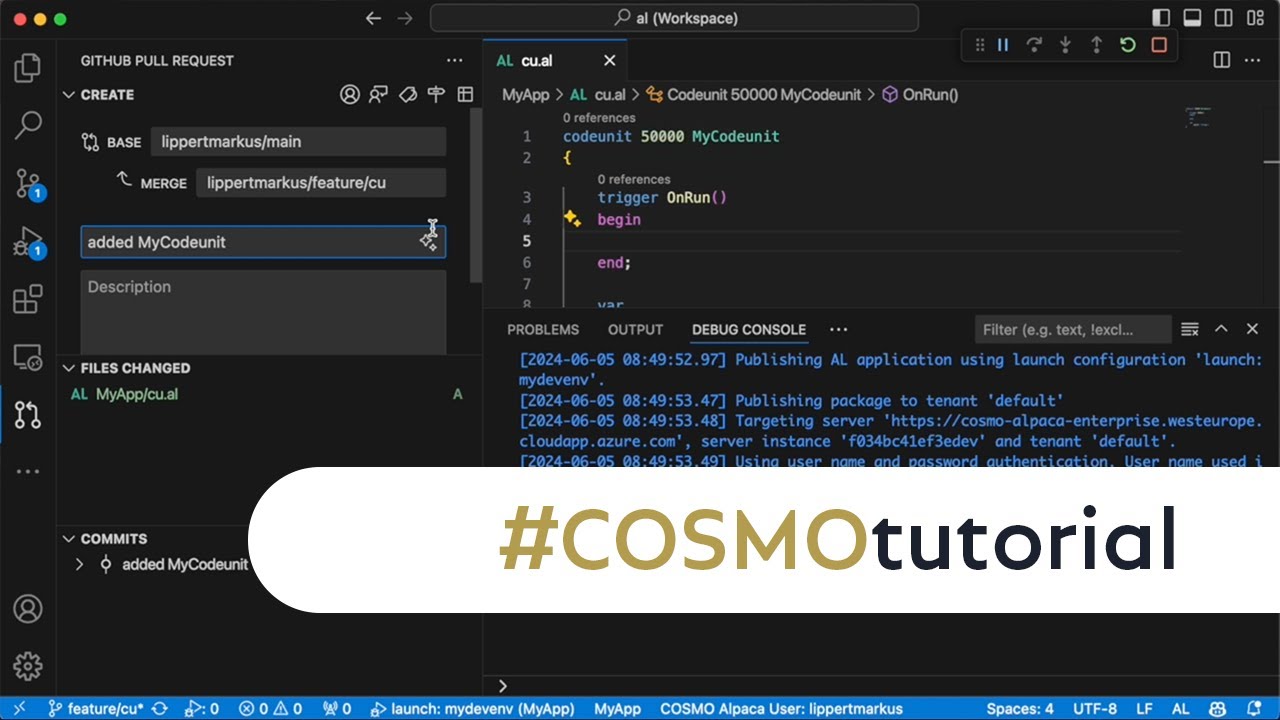 Tutorial: AL Go for GitHub development workflow with COSMO Alpaca