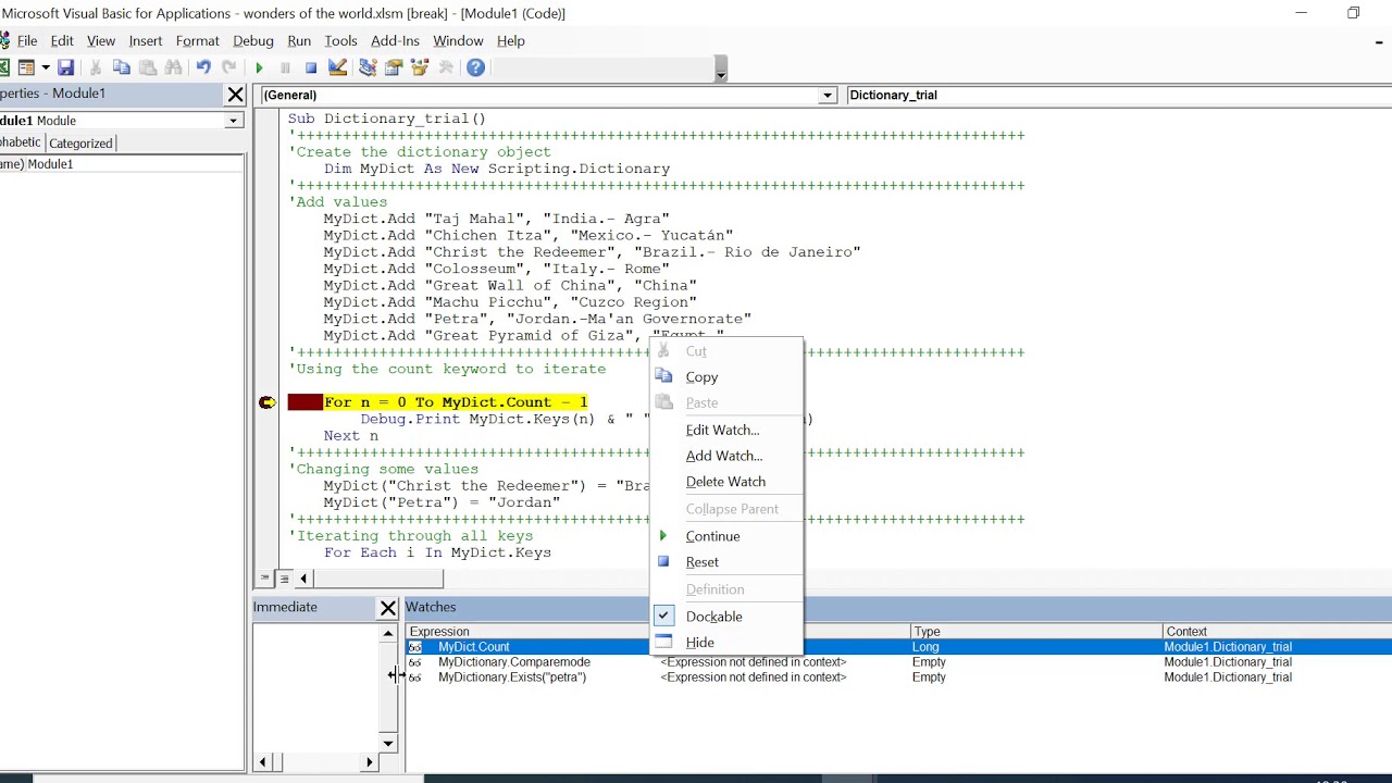 Dictionary Object - Complete demonstration